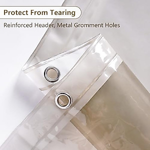 EurCross Waterproof Brown Plastic Shower Curtain with 5 Bottom Magnets, 4G Clear PEVA Shower Curtain Liner for Bathroom 72x72 inches