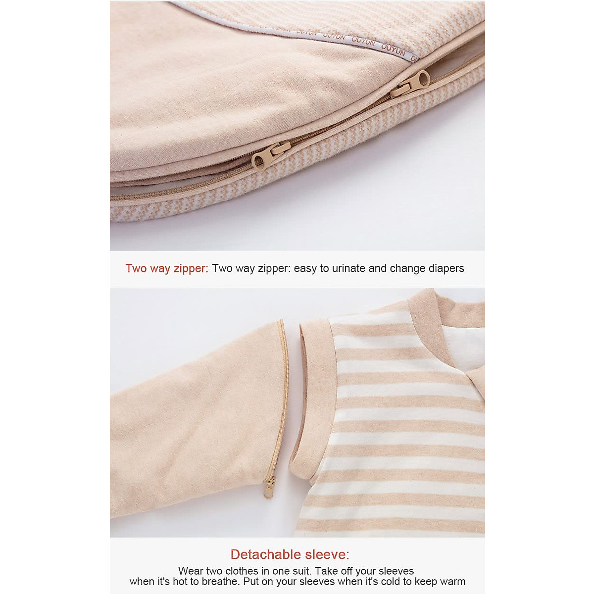 Babyah 3-Way Zipper Sleeping Bag Sack for Toddler Baby Girl Boy Unisex Baby Sleep Sack, 100% Cotton Baby Sleeping Bag TOG 1.5, Wearable Blanket Baby