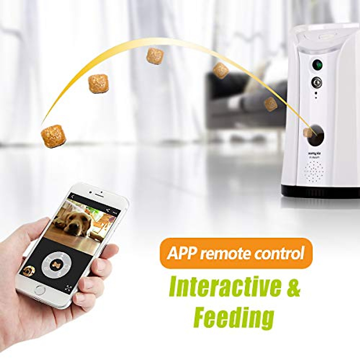 SKYMEE SM-02 Dog Camera Treat Dispenser, Remote Pet Camera with Two-Way Audio and Night Vision Remote via APP, Compatible with Alexa