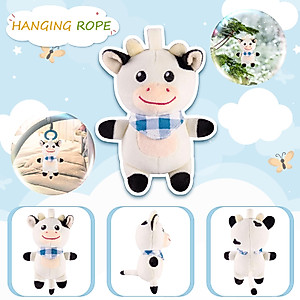 ush Baby Rattle Toys for Babies 0-6 Months Soft Baby Toys Stuffed Animal Plush Rattle Newborn Sensory Toys Newborn Infant Security Blanket Loveys Small Animals Doll（Cow）