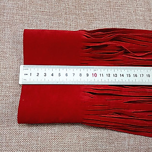 Tong Gu 2 Yards Double-Sided Faux Suede Tassel Fringe Trim DIY Skirt Dress Fringing Hem Bag Sewing Craft (Black,Width 12 in/30 cm)