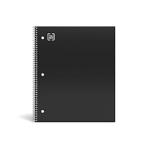Staples 2072483 Accel Durable Poly Cover Notebook College Ruled Black 8-1/2-Inch x11-Inch 12 PK