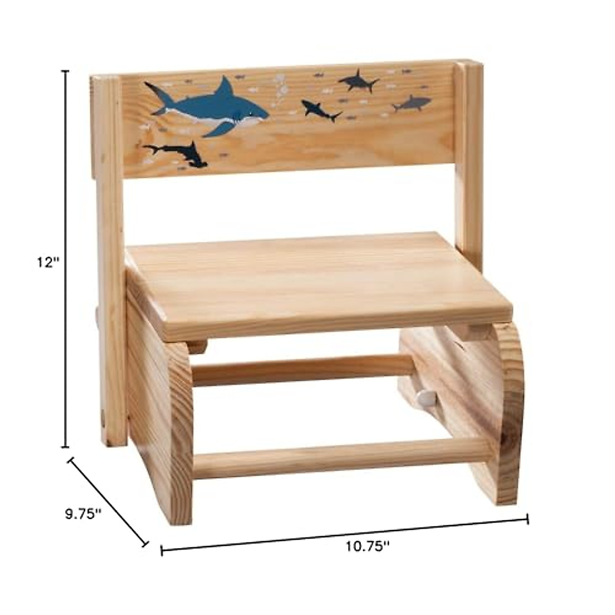 Fox Valley Traders 2-in-1 Children's Step Stool and Chair, Sharks Design