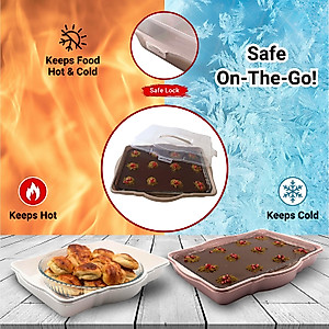 Cupcake Cake Muffin Tray Carrier, 4 in 1 Casserole Containers Holder with Lid, Pie Cupcake Carrier 24 Count, Travel Storage, Versatility Round Square Rectangular Oven Tray Carrying (Matte Pink)