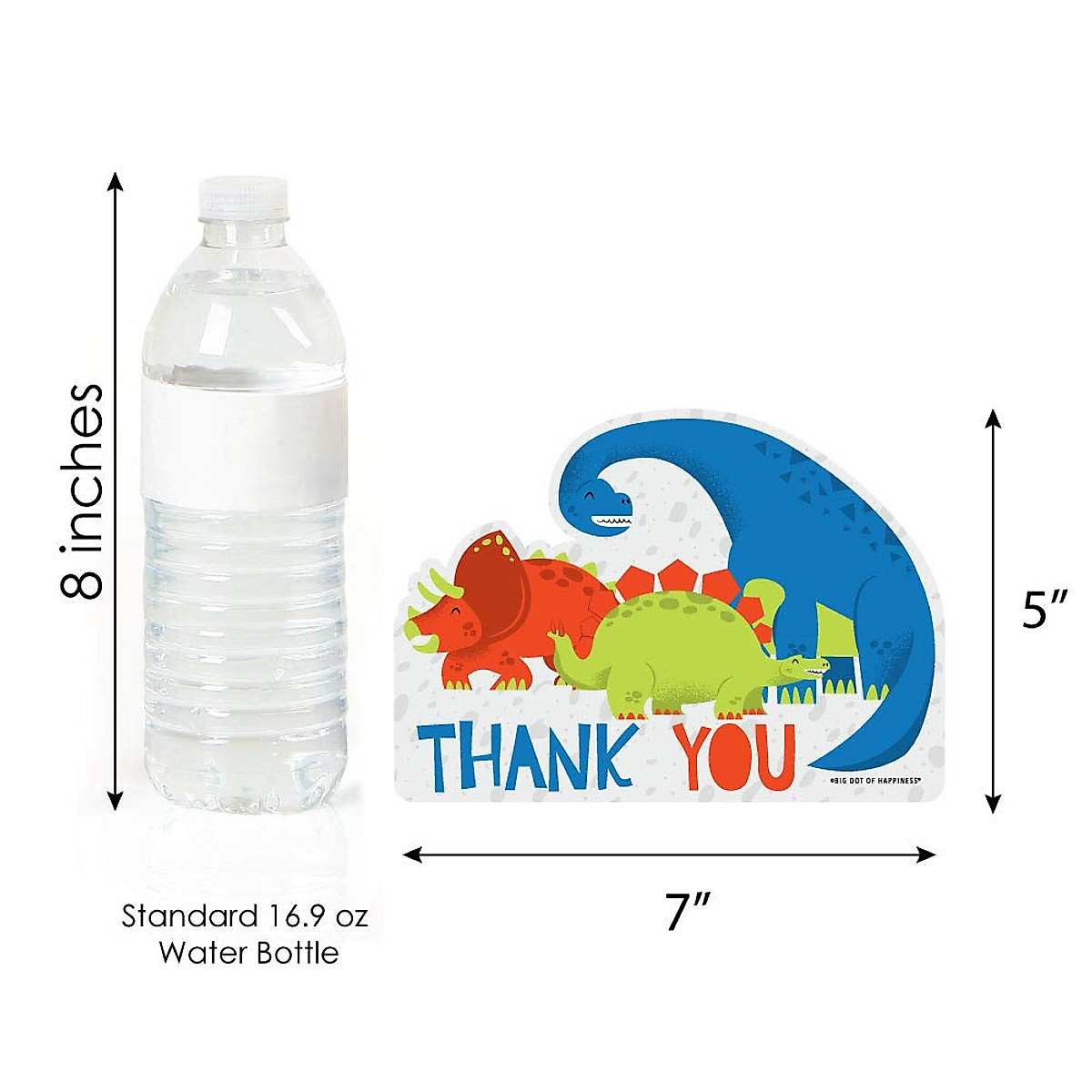 Big Dot of Happiness Roar Dinosaur - Shaped Cards - Dino Mite Baby Shower or Birthday Party Thank You Note with Envelopes - Set of 12