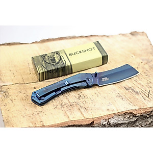 Wartech Buckshot Knives PBK222 Thumb Open Spring Assisted Tanto Cleaver Pocket Knives (PBK222BL)