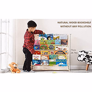 Morimoe Sling Bookshelf Kids Book Rack Storage, Natural Beige (Beige, W:75cm)