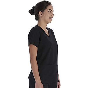 Vital Threads Womens Scrubs Set V-Neck Top & Drawstring Pant, VT512C, L, Black