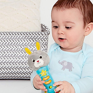 Bambiya Easter Bunny Baby Teething Toy for 6 Months and Up - Baby Teether, Rattle & Musical Toy with Lights, Fun Sound Effects - Baby Easter Basket Stuffer