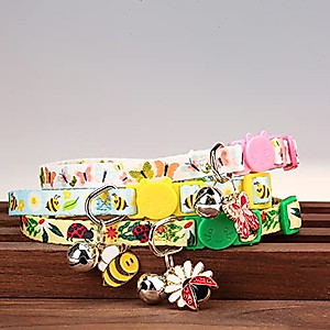 TAILGOO Breakaway Cat Collars with Bell - Spring Pet Collar 3 Pack for Kittens Puppies and Tiny Pets Small Pets