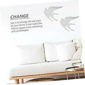 Metal White Sparrow Wall Decor: Large Flying Bird Wall Art Swallow Wall Mount Hanging Figurine 3D Aninal Sculptures for Garden Home Bedroom Living Room