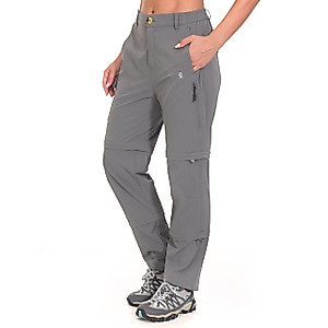 Little Donkey Andy Women's Stretch Convertible Pants, Zip-Off Quick-Dry Hiking Pants Gray Size L