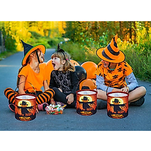 Halloween Basket Trick or Treat Bag Cute Candy Tote Buckets Reusable Canvas Best Organizer Party Gifts for Kids
