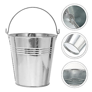 ULTECHNOVO Stainless Steel Ice Bucket with Tong 0. 4L Mini Champagne Bucket Beverage Tub French Fries Bucket Drinks Cooler Snacks Food Container for Home Bar Silver