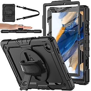 SIBEITU Case Compatible with Samsung Galaxy Tab A8 10.5 Inch 2022 with Screen Protector Pencil Holder,360 Rotating Hand Strap & Stand, Drop-Proof Protection Case for Galaxy Tab A8 SM-X200/X205/X207