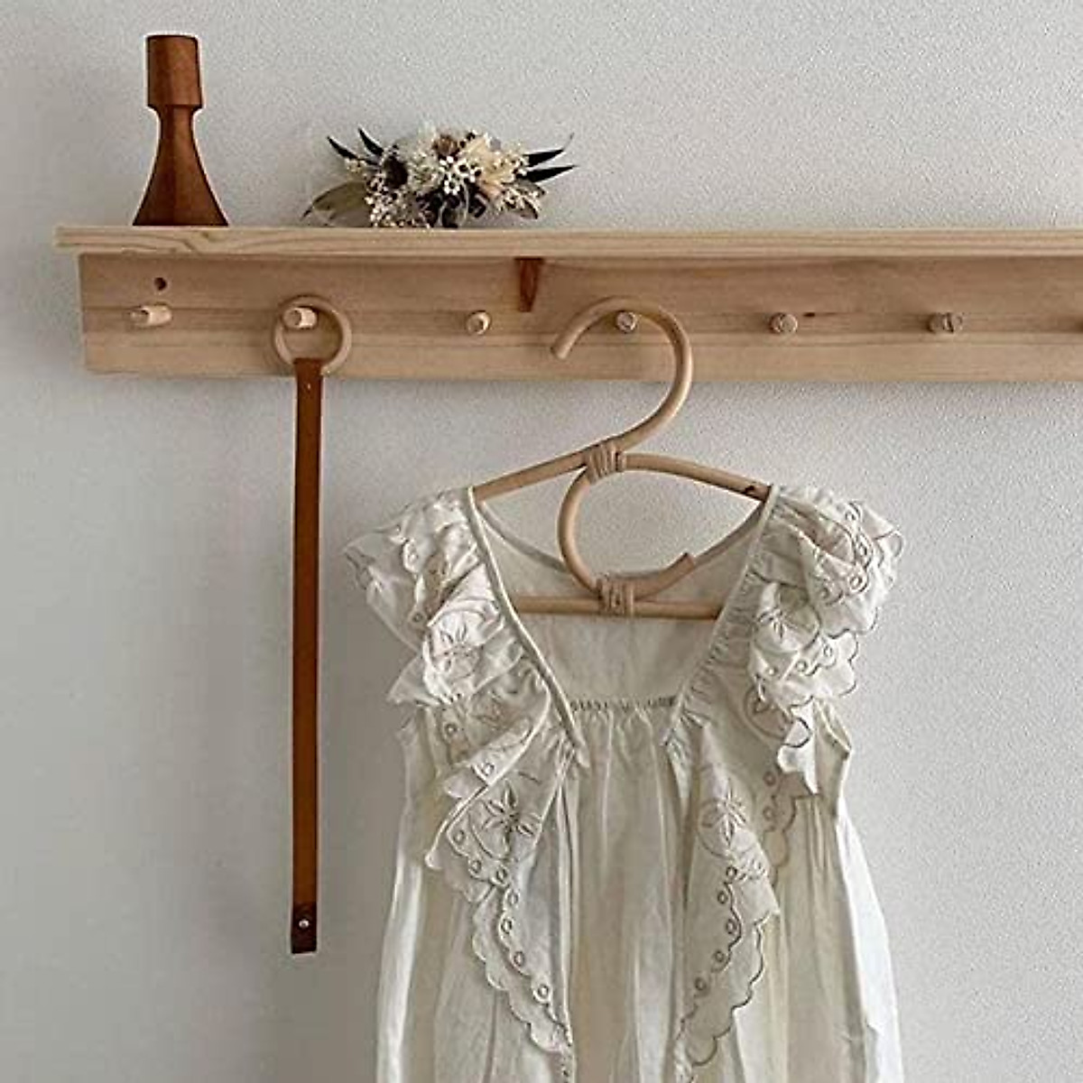 Rattan Hanger Kids Garments Organizer Rack Hat Hanging Hook Hooks Hanger Kids Room Rattan Wall Children's Hanger Decor