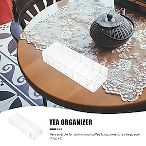HEMOTON Tea Tea Bag Box Coffee Station Organizer Coffee Bar Box Tea Bag Organizer Holder Countertop Divided Storage Container for Beverage Sugar Sweeteners Tea Bags Organizer