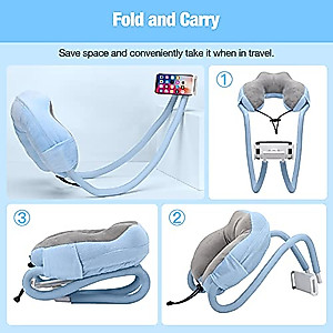MoKo Neck Phone Holder, Lazy Gooseneck Phone Pillow Holder Bracket,360°Rotation Universal Mobile Phone Tablet Stand for 4"-11" Devices, fits iPhone 14/14 Pro Max/13, Galaxy S21,iPad Pro 11 2022, Blue