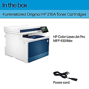 HP Color LaserJet Pro MFP 4301fdw Wireless Printer, Print, scan, copy, fax, Fast speeds, Easy setup, Mobile printing, Advanced security, Best-for-small teams, white, 16.6 x 17.1 x 15.1 in