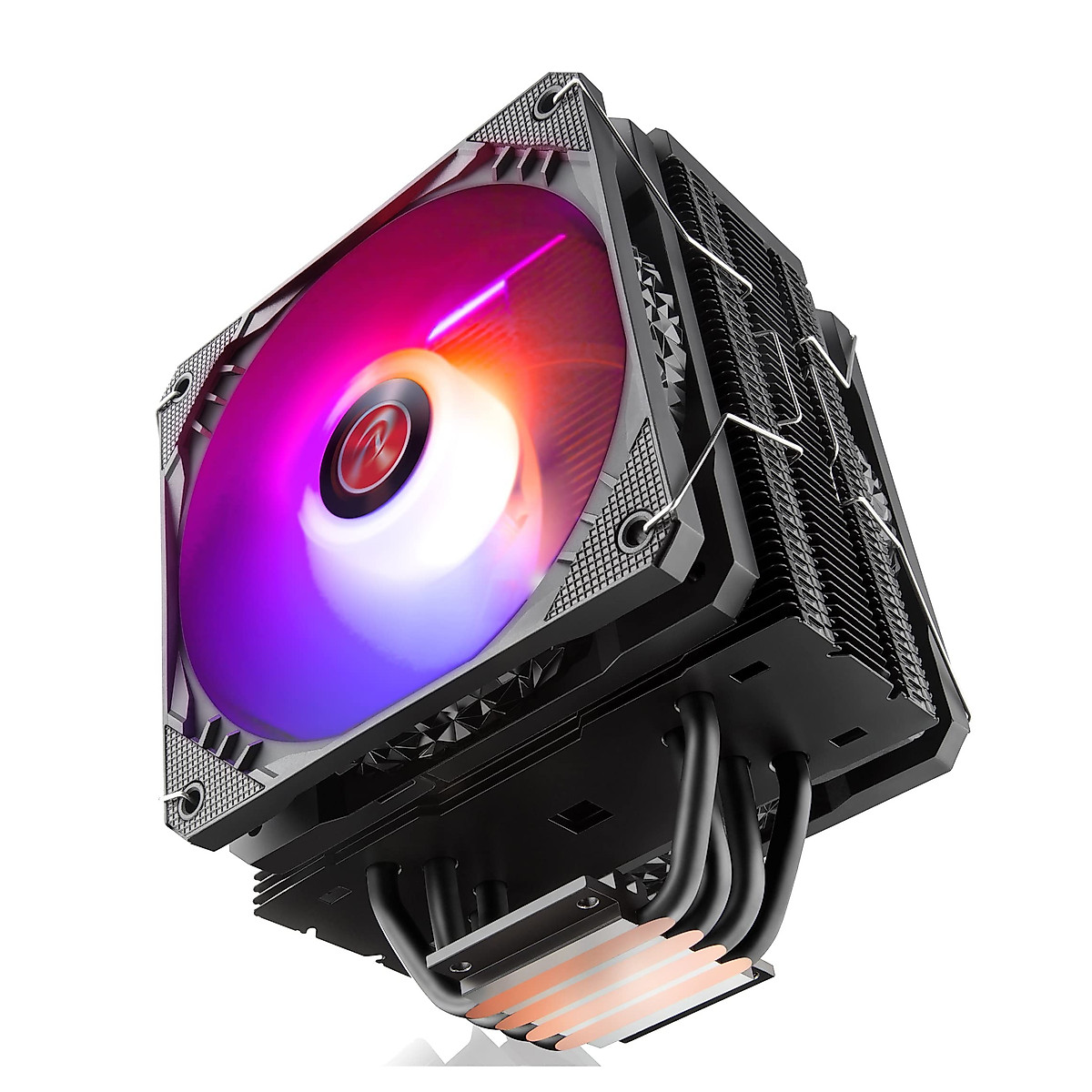 RAIJINTEK ELEOS 12 Duo RBW CPU Air Cooler, Dual 120mm PWM Fans, 4 Copper Direct Contact Heat Pipes, 5V Addressable RGB Lights, for Intel/AMD Ryzen Socket, Compatible with LGA 1700