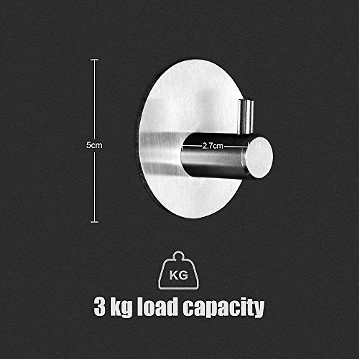 Onwon Self Adhesive Bathroom Hook Towel Robe, Brushed SUS304 Stainless Steel, Coat Hook, Key Holder, Umbrella Hats Clothes Heavy Duty Wall Hooks, Pack of 4 Pieces