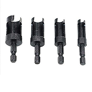 4pcs Wood Plug Hole Titanium Coated Cutter Drill Bits Set 6mm/10mm/13mm/16mm Cutting Dowel Power Woodworking Cork Hole Saw Tool Hex Shank