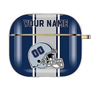 Custom Name & Number Football Helmet Case for AirPods Pro 3rd Generation Pro 2 (2019 2021 2022) Personalized Fans Gift Protective Air Pods Cover with Keychain for Dallas
