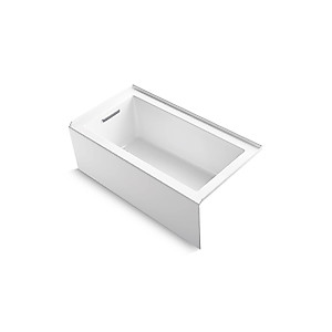 KOHLER K-20202-LA Underscore Rectangle 60-Inch x 32-Inch Alcove Bath with Integral apron, integral flange and left hand drain, White