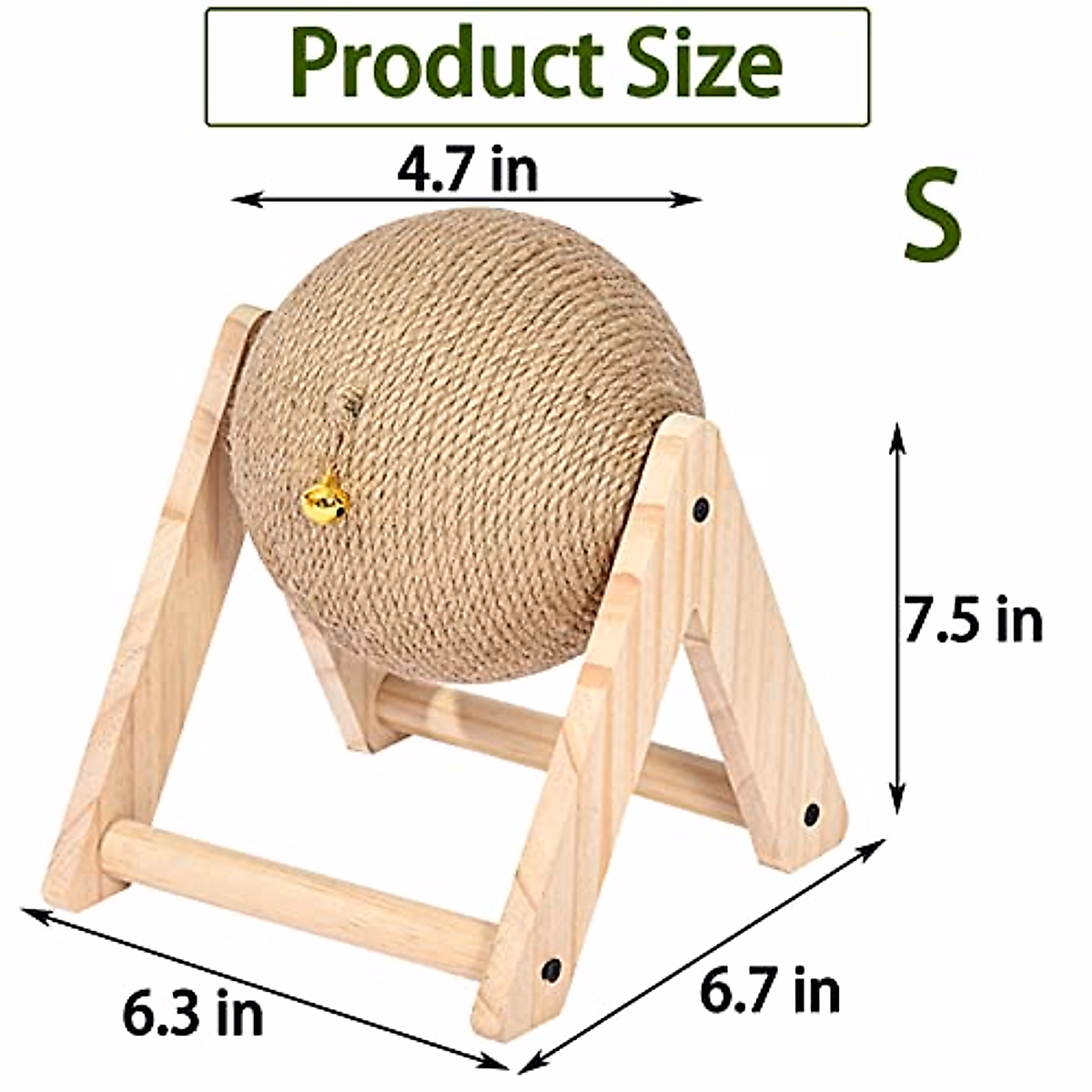 BNOSDM Rabbit Scratch Ball Sisal Bunny Scratching Toy, Wooden Pet Scratcher Stand with Ball for Indoor Rabbits Bunny, Kittens and Small Animals
