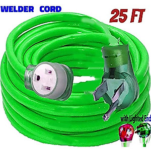 8/3 Welder Extension Cord 25 ft 10,000 Watts Nema 6-50 250-Volt Welder Extension Cord 8 Gauge Lighted end 220 Welder Extension Cord 50 amp Welding Extension Cord 25 ft 6/3 Plug