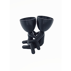 DUHALINE Valentine Humanoid Flower Pot, 3D Printing Head Planter Pot, Decorative PLA Succulent Planter, Mini Flower Pot with Shape of A Human Face, Human Shaped Mini Cactus Pot (D:2.17”) (Yellow)