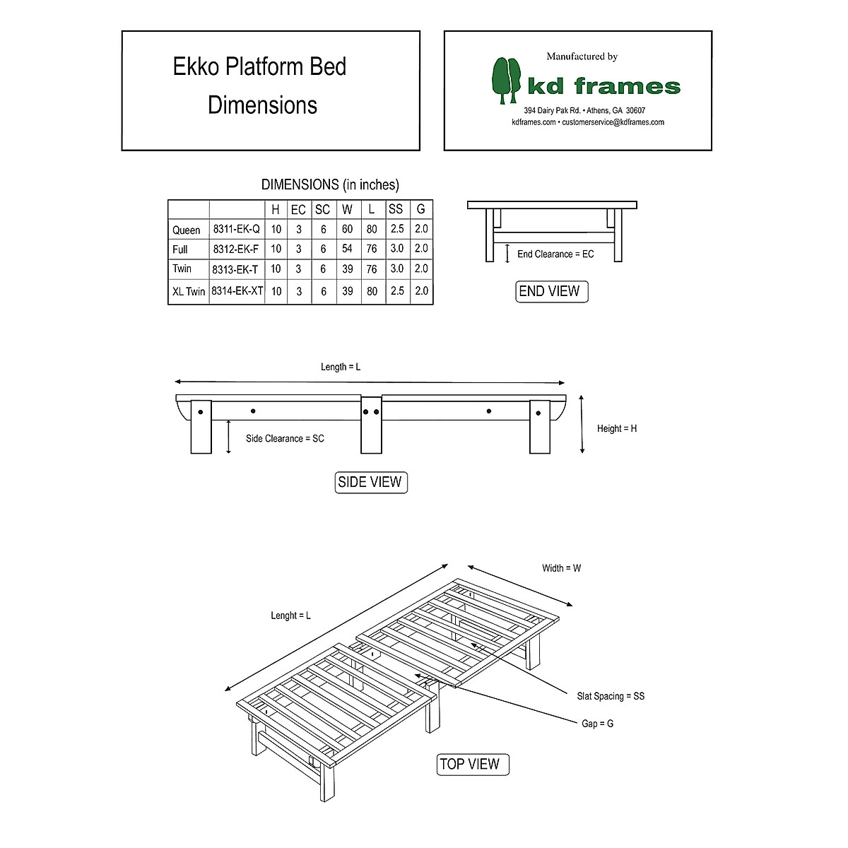 KD Frames Ekko Platform Bed - Queen Bed Frame - Unfinished Wood Bed Frame - Natural, Minimalist Bed - Floating Bed Design - Easy Assembly, No Box Spring Needed - Solid Wood Queen Platform Bed