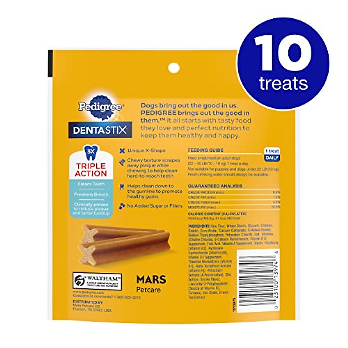 PEDIGREE DENTASTIX Small/Medium Dog Dental Treats Original Flavor Dental Bones, 5.57 Oz - 10 Count (Pack of 7)