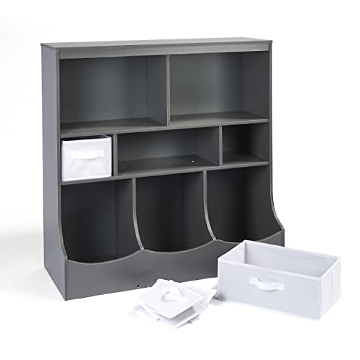 Badger Basket Combo Bin Toy Storage Unit and Book Shelf for Kids with 3 Baskets - Cool Gray