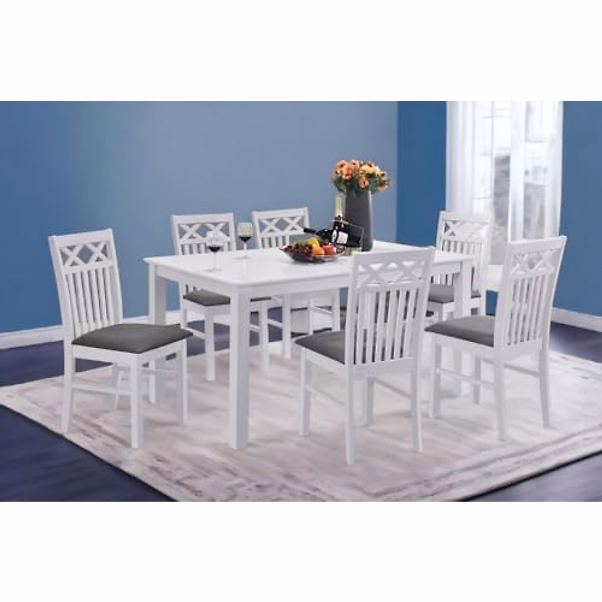 Liveasy Furniture Dining Chairs Set of 2, Dining Room Chairs with Solid Wood Legs, Kitchen Chairs with Cushion (White, Set of 2)