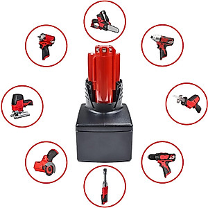 CHAUNVEN Battery 12V 9.0Ah M12 Battery Replacement for Milwaukee M12 Battery 48-11-2440 48-11-2402 48-11-2411 fit M12 12-Volt Cordless Tools 2 Pack
