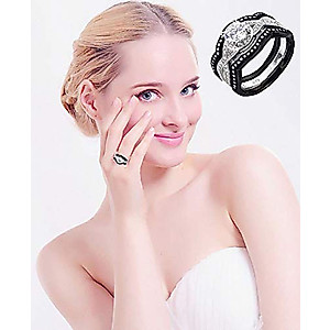 VPKJewelry Real 925 Sterling Silver Wedding Engagement 3 pc set Black White Weddings Engagement Adult Ladies Womens Ring 3.60 ct (10)
