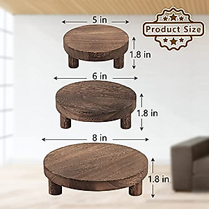 JKLIND 3PCS Wooden Display Riser for Display,Round Display Stand,Wood Riser Pedestal Stand for Home Decor and Organizer(Rustic Brown,8/6/5'')