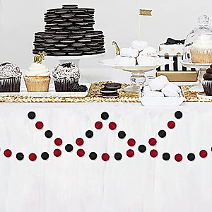 Red and Black Circle Garland, UNIIDECO Paper Dots Banner, Happy Birthday Baby Bridal Shower Bachelorette Party Streamer Backdrop Supplies, Classroom Cieling Bulletin Board Decor