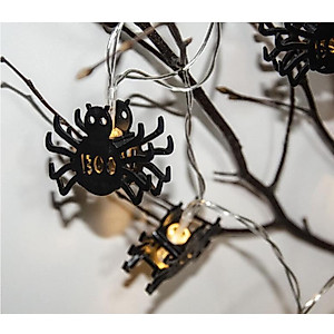 Halloween Spider String Lights, 9.8ft Hanging Halloween String Lights with 20 Spider Lights for Halloween Party, Spooky Party Decor for Indoor Outdoor Home Garden Yard Christmas Decor- Black Wire
