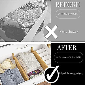 Expandable Bamboo Drawer Dividers 8 pack(17.5"-22")Drawer Organizer for Kitchen Organization,Clothes,Utensils,Silverware,Dressers,Office,Desk,Bathroom,Bedroom,Spring Loaded Adjustable Deep Separators