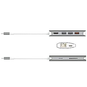 j5create USB-C 9-in-1 Multi Adapter Multi Adapter HDMI/Ethernet/USB 3.1, SD and MicroSD/PD 3.0 | 4K HDMI for MacBook | ChromeBook |USB-C Devices (JCD383)