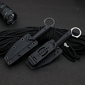 Gtkii GTK140 Fixed Blade Knife, D2 Steel Blade G10 Handle EDC Tool Knife for Outdoor Camping Hiking Hunting(Black)