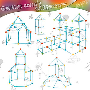 Kids Fort Building Kit,135Pcs Construction Toys for 3-12 Years Old Boys and Girls Indoor&Outdoor Toys Gift DIY Castles Tunnels Play Tent Rocket Tower