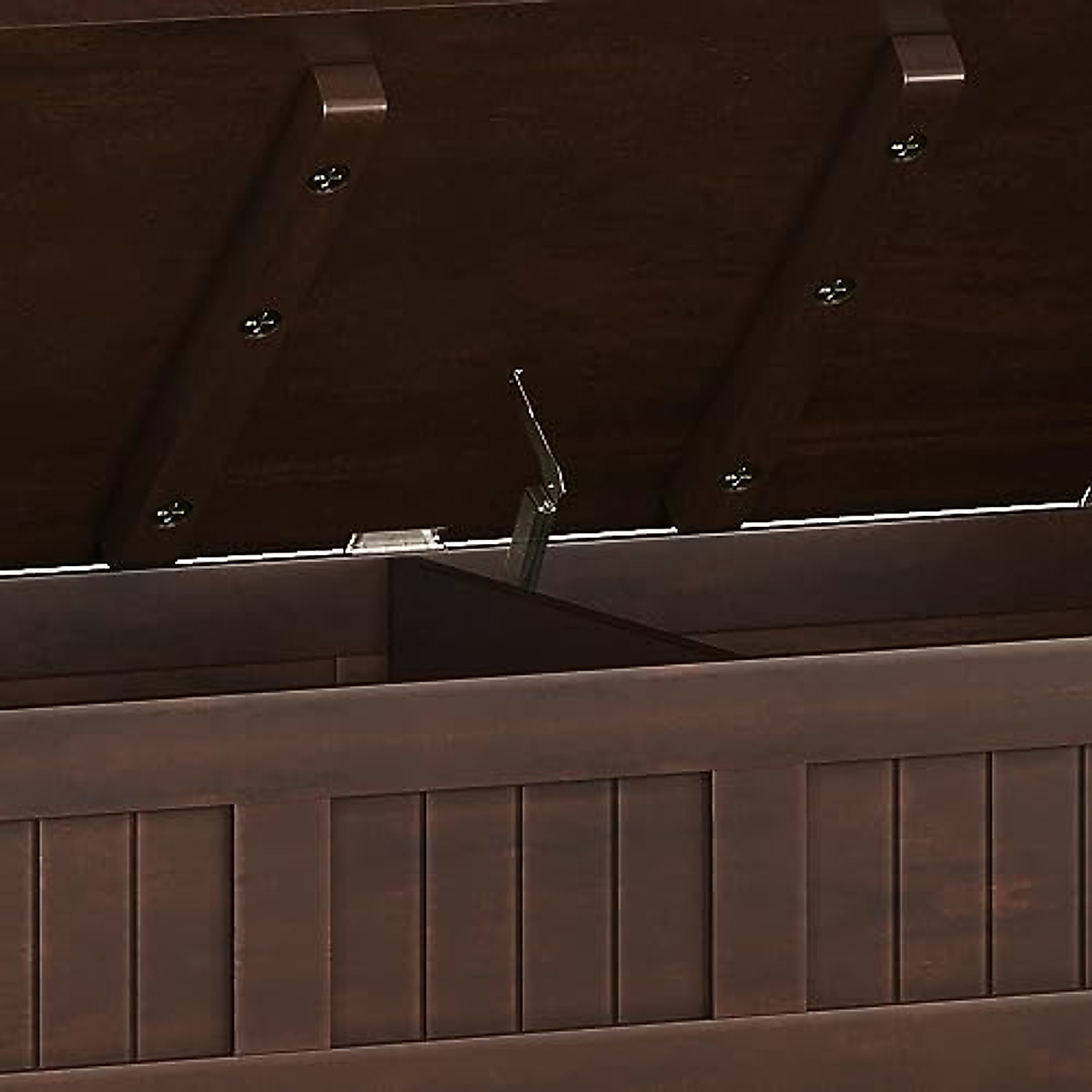 SIMPLIHOME Acadian Solid Wood 48 Inch Wide Transitional Entryway Storage Bench with Shelf in Brunette Brown, for The Living Room, Entryway and Family Room