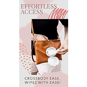 blessed + beloved Travel Wipes Case Crossbody Diaper Bags for Women with Wristlet - Vegan Leather Baby Wipes Dispenser - Diaper Clutch Bag with Separate Baby Wipe Holder Pouch - Boho Design Baby Wipe