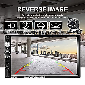 Camecho Car Stereo 2 Din Car Radio 7" MP5 Player with HD Touch Screen Digital Display Bluetooth Multimedia Support USB SD FM Aux-in Double Din Autoradio Mobile Phone Mirror Link with Backup Camera