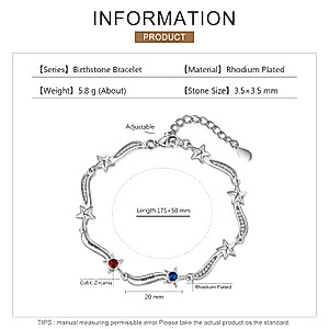 Tian Zhi Jiao Personalized Mothers Bracelets with 2 Simulated Birthstones Engraved Names Bracelets Family Jewelry for Women (2 stones)