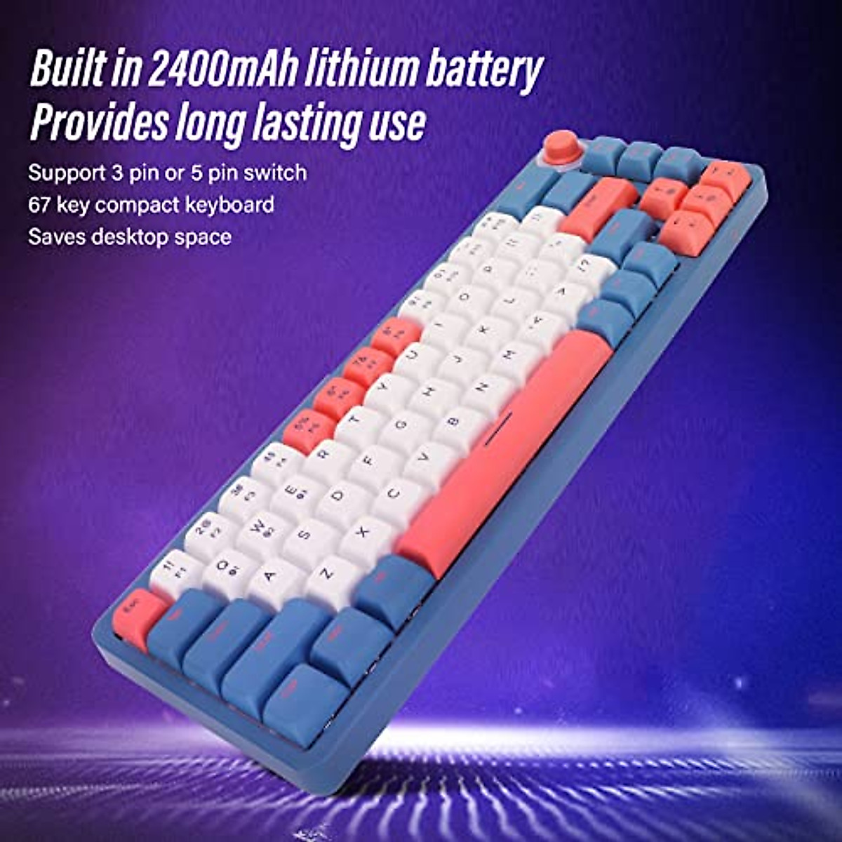 Laihua Mechanical Gaming Keyboard, PBT XDA LK67 Keycaps Stylish 5.0 Wired Multifunction Home Gaming Keyboard for Daily Use (Blue Switch)
