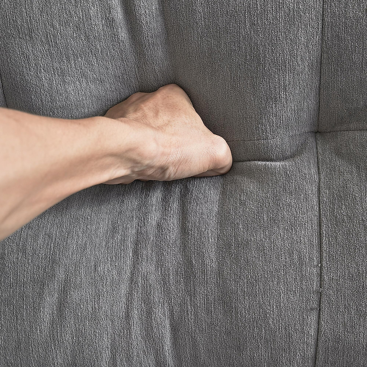 ACQCA 110" L-Shaped Convertible Sectional Sofa with Removable Ottoman and 4 Back Cushions,Velvet Upholstered Couch with Storage Pockets and Nailhead Decorated Armrest, Sturdy Metal Legs, Light Grey1